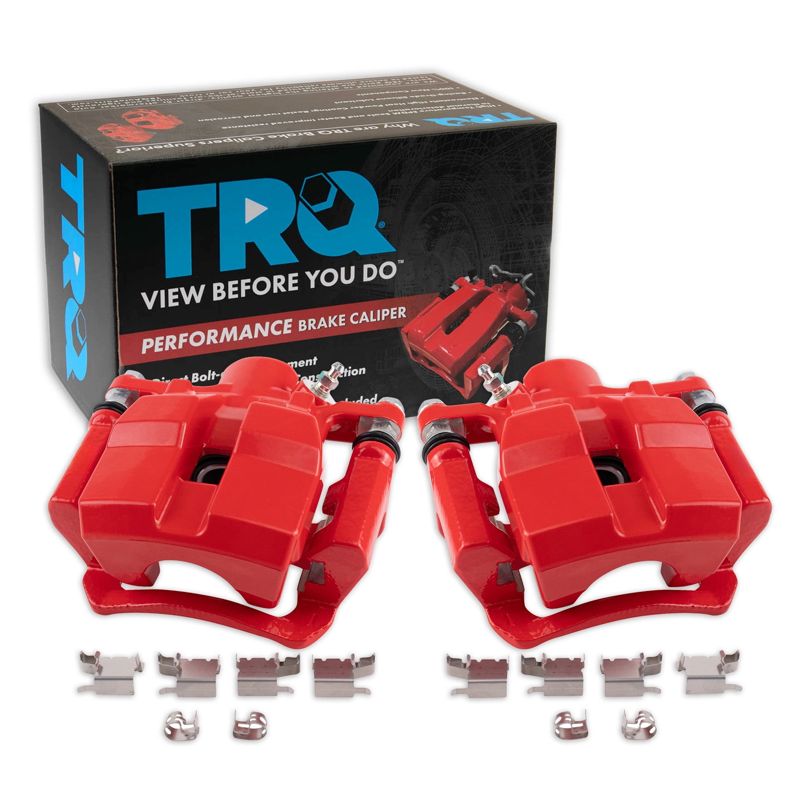 TRQ Rear Performance Brake Caliper Set Red Compatible with 2010-2015 ...