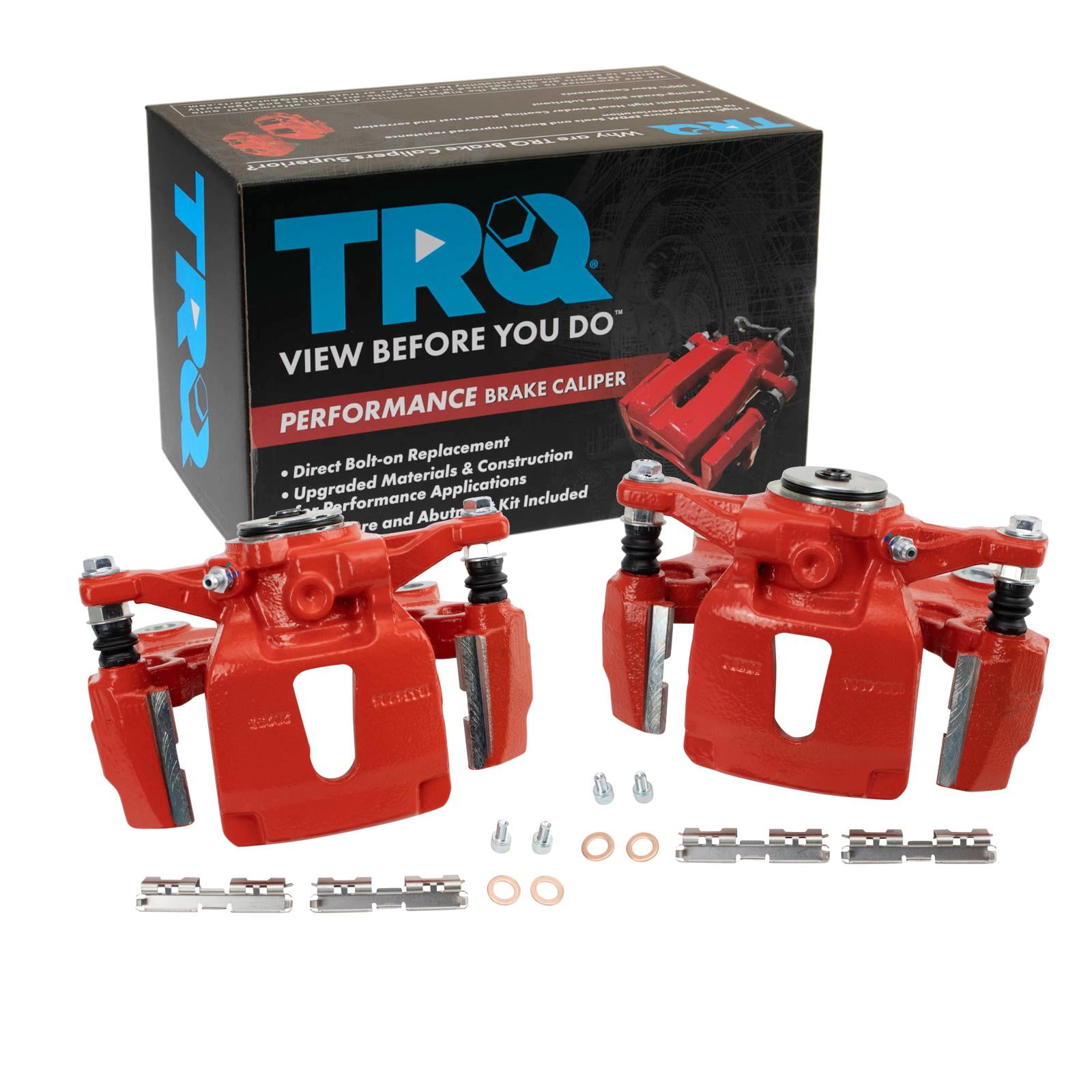 TRQ Rear Performance Brake Caliper Set Red Compatible with 2015-2018 ...