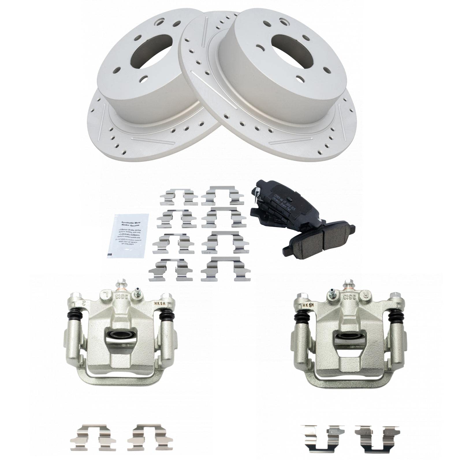 TRQ Rear Performance Brake Rotor, Ceramic Pad & Caliper Kit for Nissan ...