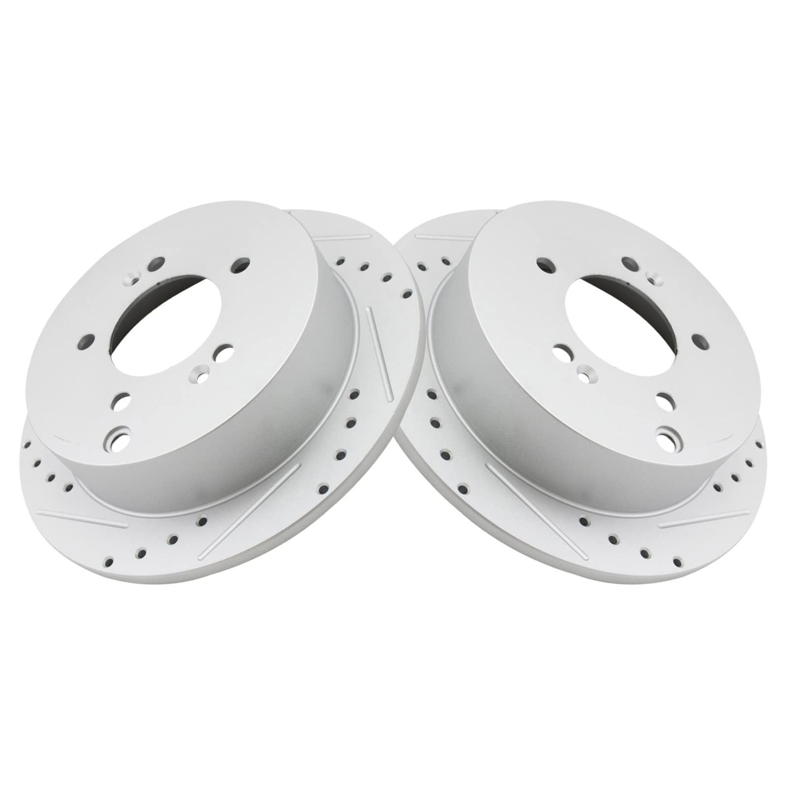 TRQ Rear Performance Brake Rotors Set Premium G-Coated Cross Drilled ...