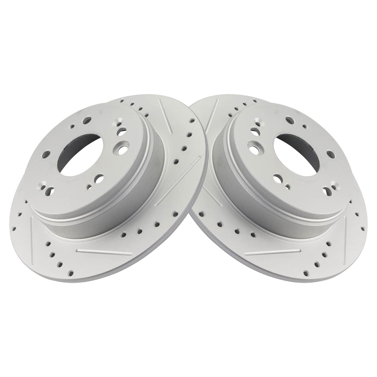 TRQ Rear Performance Brake Rotors Set Premium G-Coated Cross Drilled ...