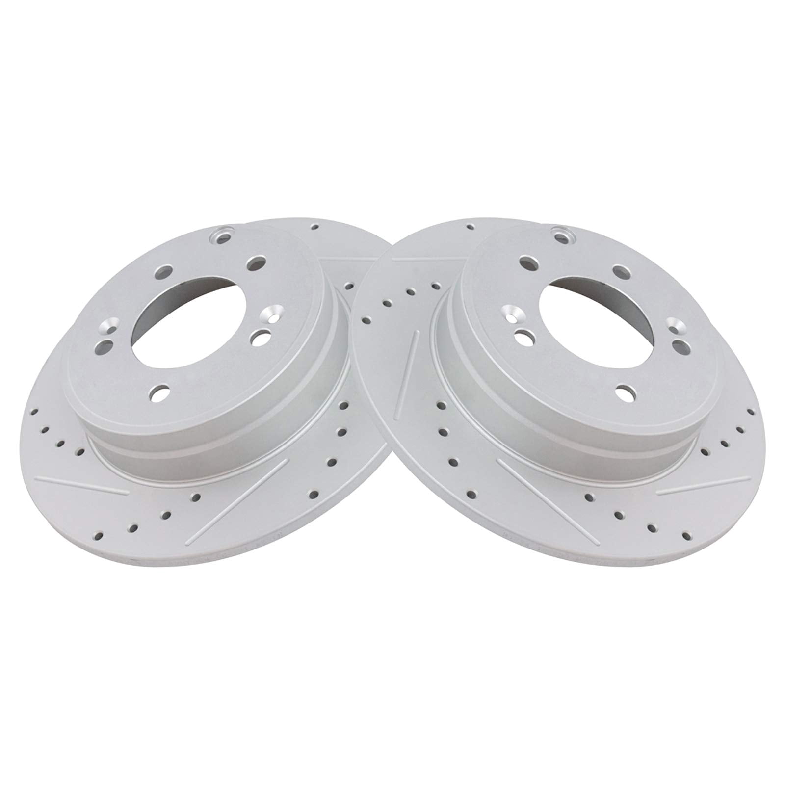 TRQ Rear Performance Brake Rotors Set Premium G-Coated Cross Drilled ...