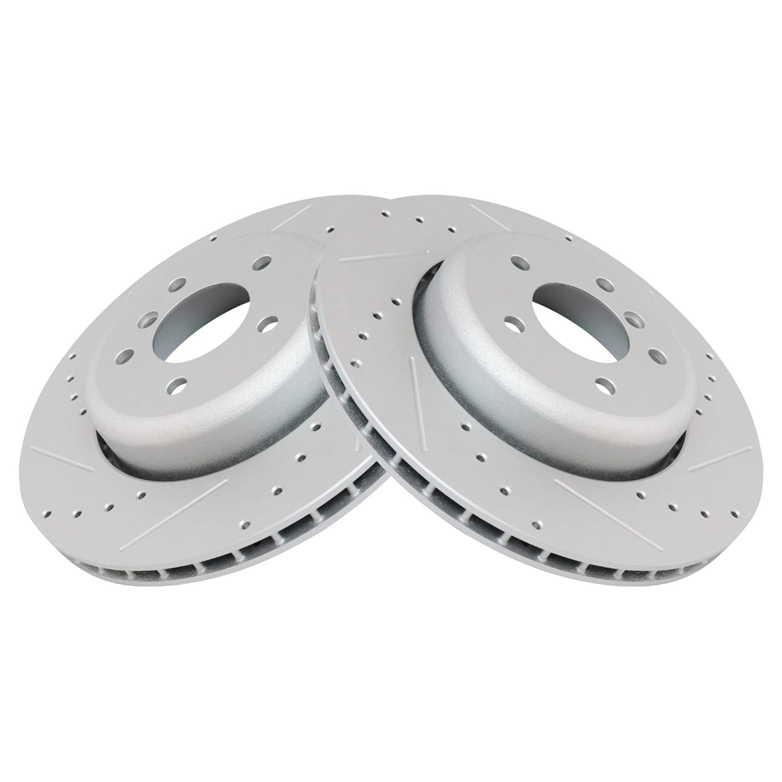 TRQ Rear Performance Brake Rotors Set Vented Premium G-Coated Cross ...