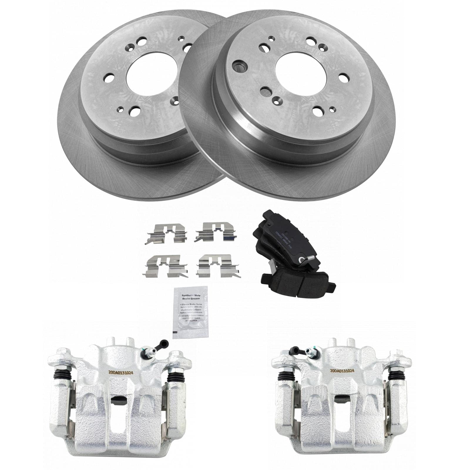 TRQ Rear Brake Pad & Rotor Kit Brake Caliper Brake Pads Brake Rotor ...