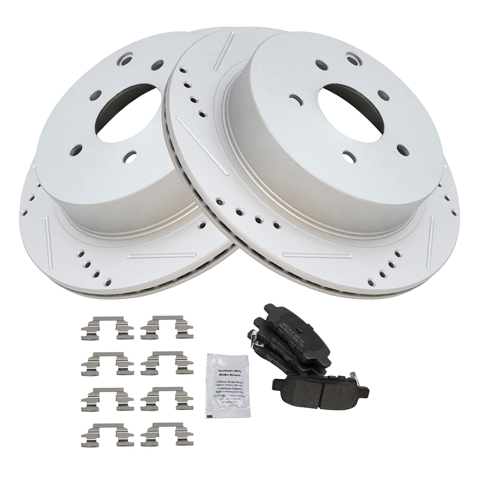 TRQ Rear Posi Metallic Brake Pad Performance Drilled Slotted Coated ...