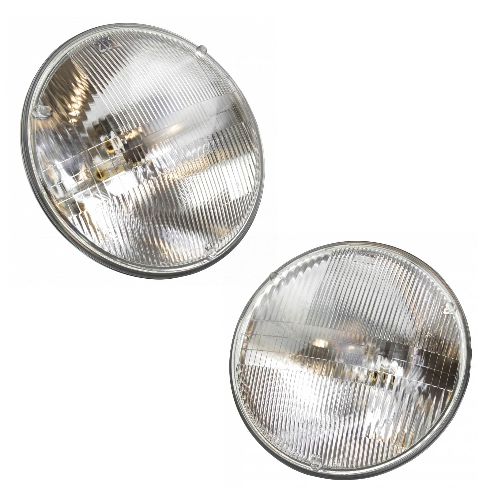 TRQ Round Headlight Headlamp Sealed Dual Beam Pair for Chevy GMC Dodge ...