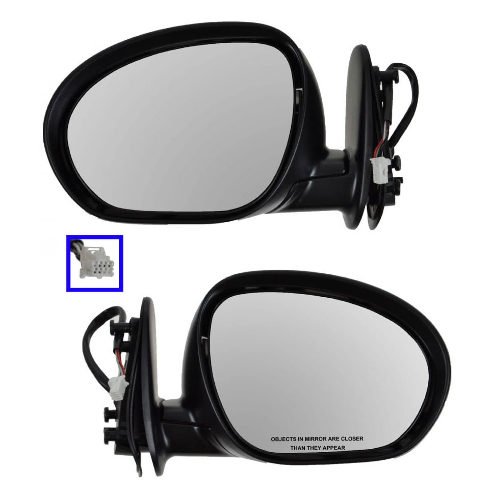 TRQ Side View Mirrors Power Heated Smooth Black Passenger RH for Nissan ...