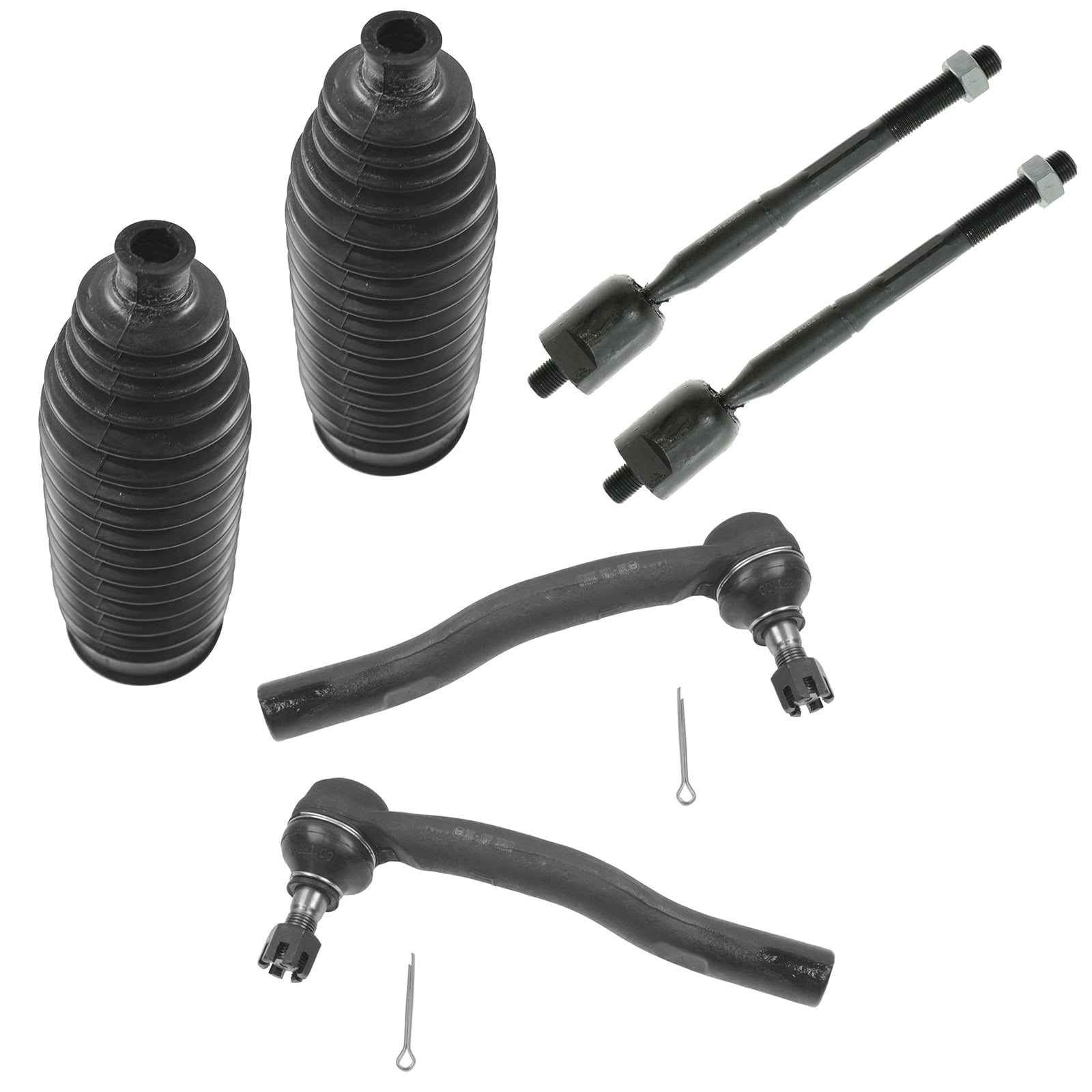 TRQ Steering Kit Set of 6 Inner & Outer Tie Rods Rack Bellows Boots for ...