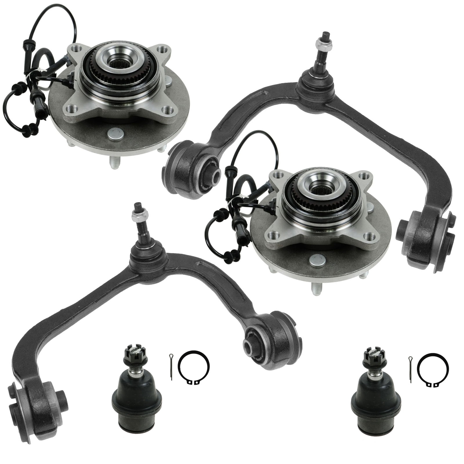 TRQ Wheel Hub Bearing Upper Control Arm Lower Ball Joint LH RH Kit for ...