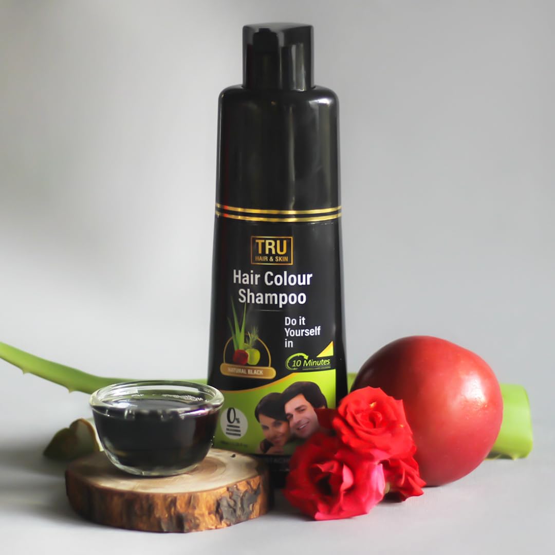 TRU HAIR & SKIN Black Hair Colour Shampoo | Head, Mustache & Beard ...
