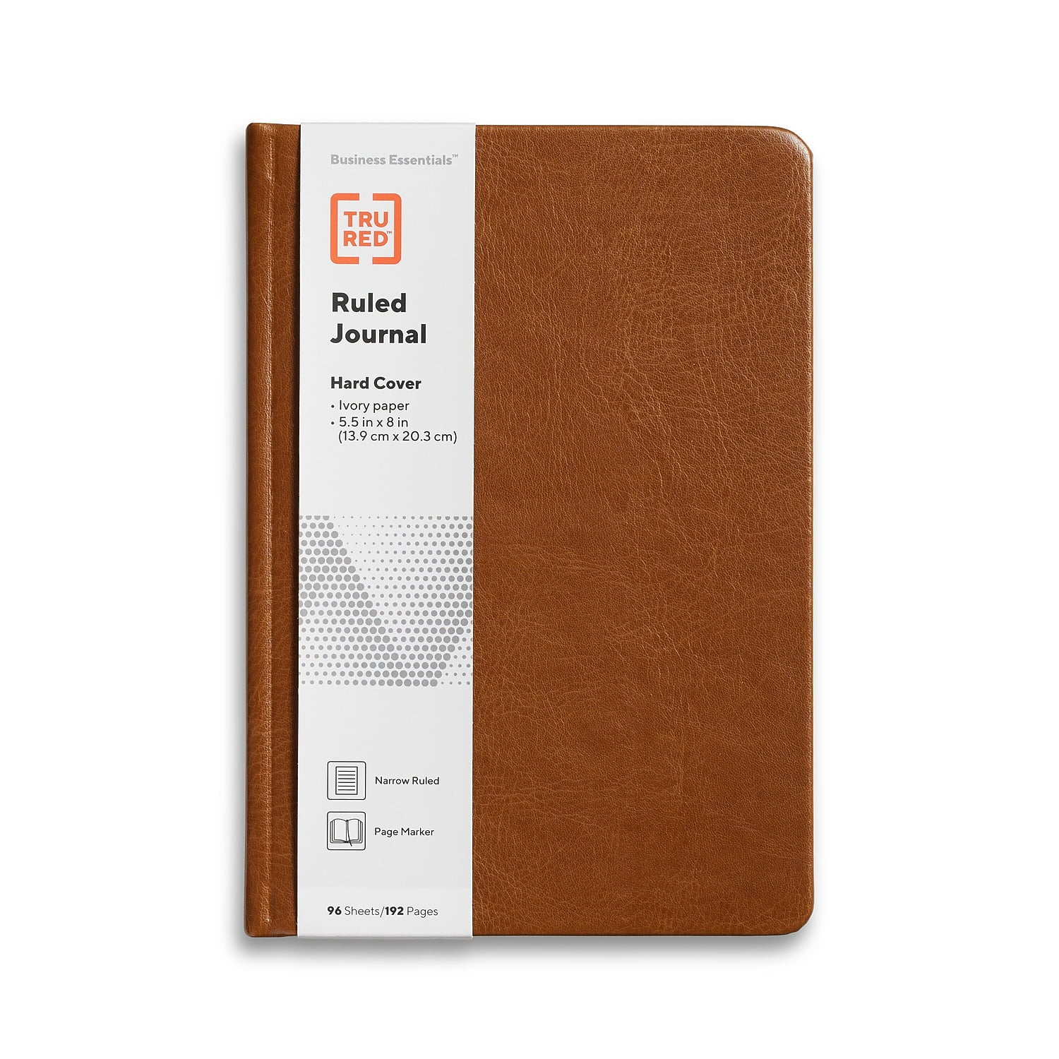 TRU RED 5.5” x 8” Medium Hard Cover Narrow Ruled Journal Cognac ...