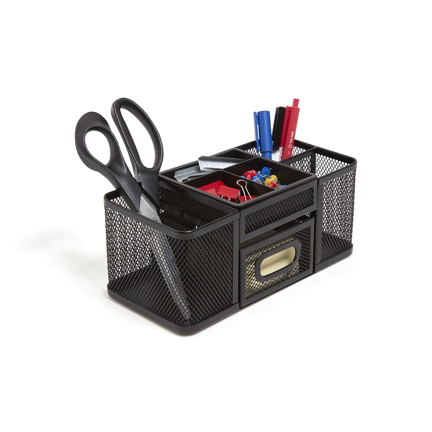 TRU RED 7-Compartment Wire Mesh Accessory Holder Matte Black 2/Pack ...