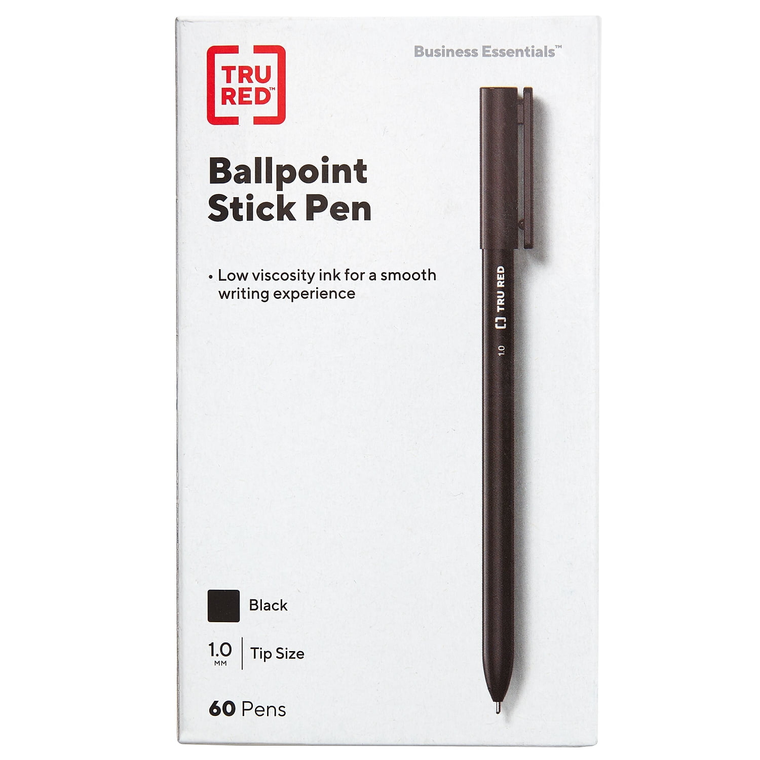 TRU RED Ballpoint Pen Medium Point 1.0mm Black 60/Pack TR52862 ...