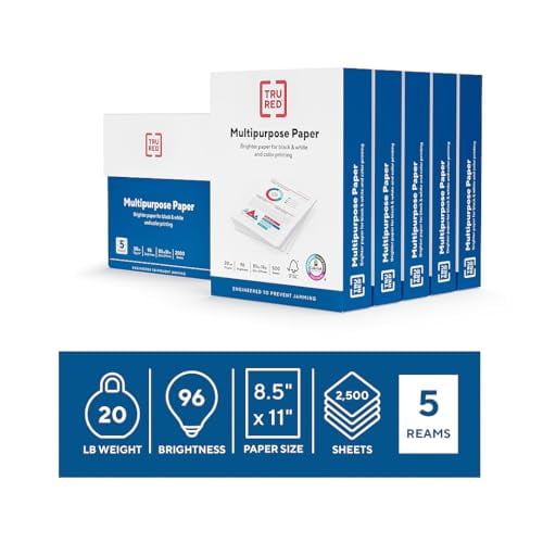TRU RED Color Printer Paper - 8.5" x 11", 1 Carton of 5 Reams for 2,500 ...