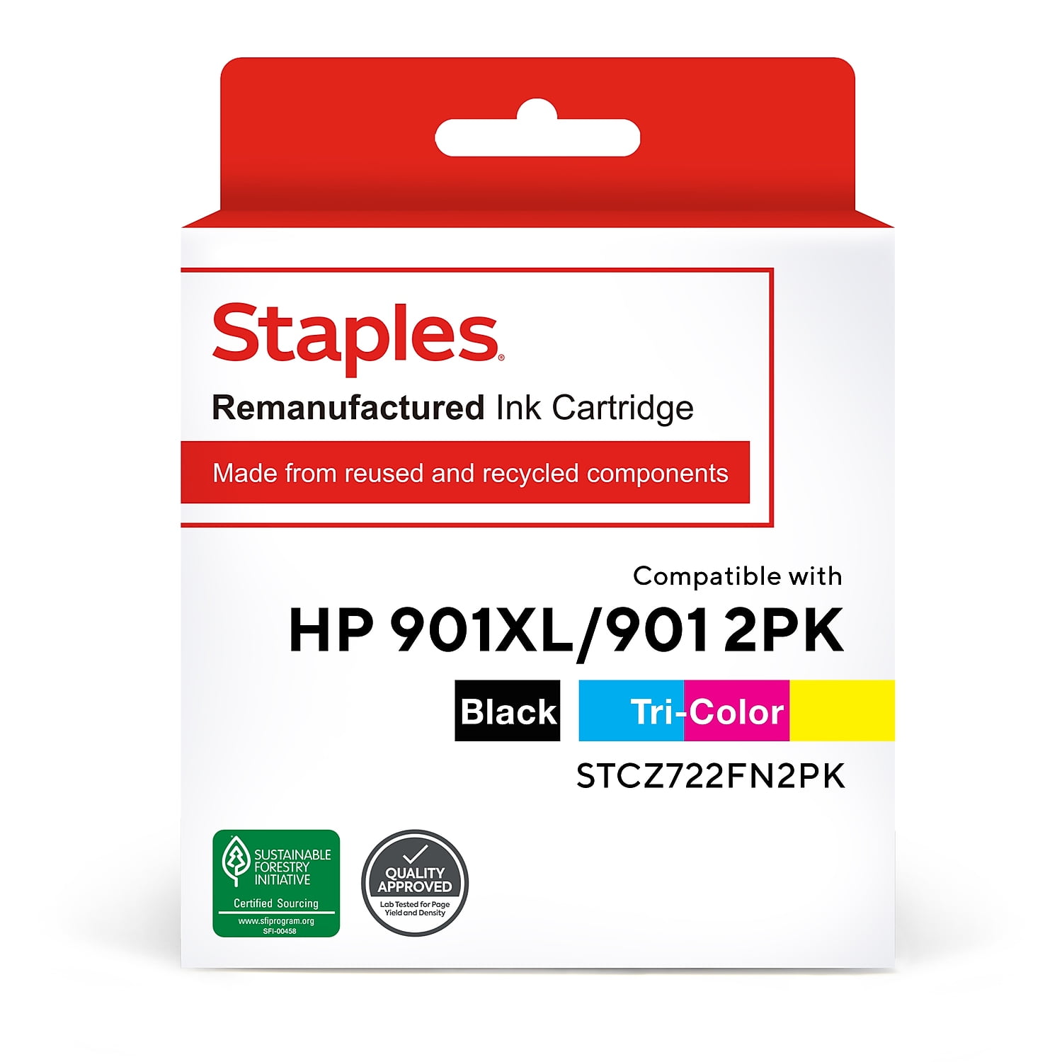 Staples TRU RED HP 901XL/901 Tricolor/Black High/Standard Yield Ink 2 ...