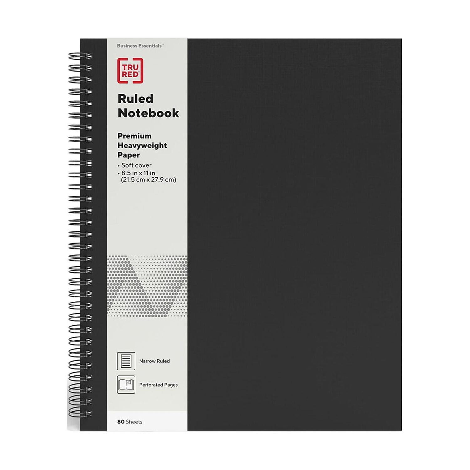 TRU RED Large Soft Cover Ruled Notebook Black 3/Pack TR54984VS ...