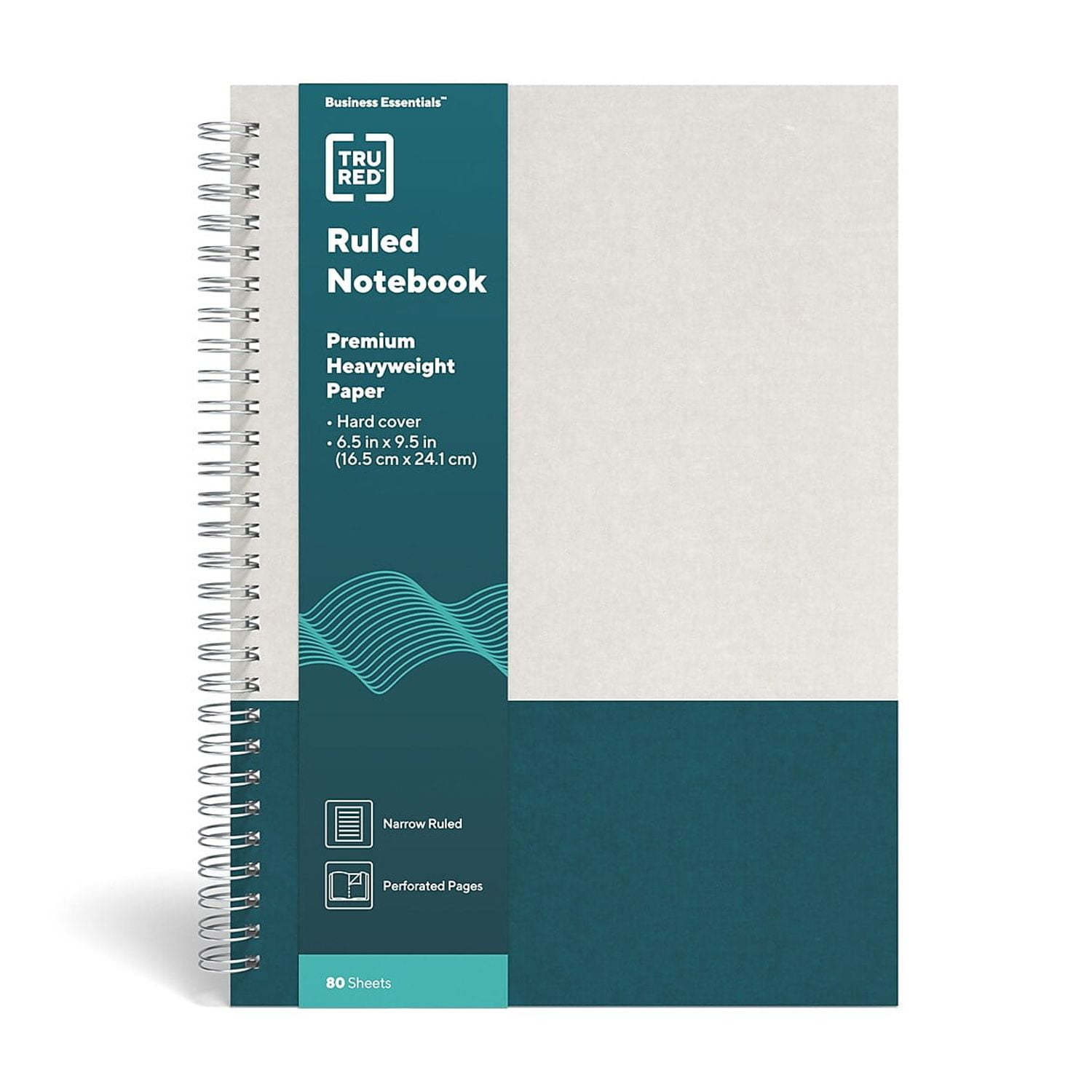 TRU RED Medium Hard Cover Ruled Notebook Gray/Teal 3/Pack TR55741VS ...