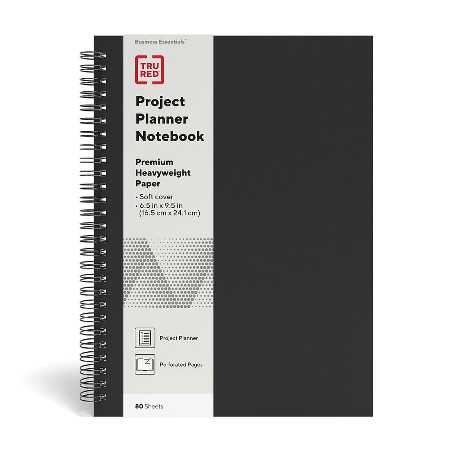 TRU RED Medium Soft Cover Project Planner Notebook Blk TR54989 ...