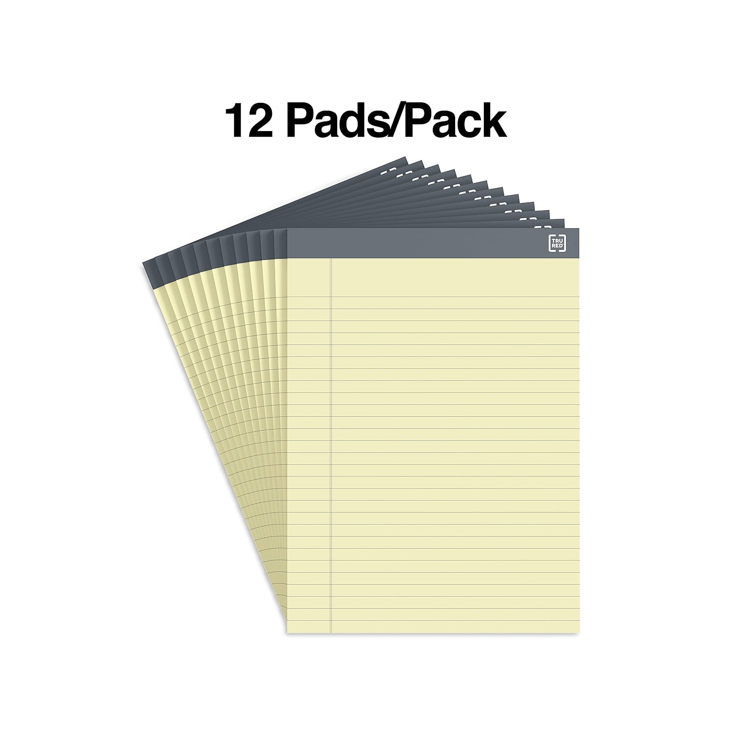 TRU RED Notepads 8.5" x 11.75" Wide Ruled Canary 50 Sheets/Pad 24 ...