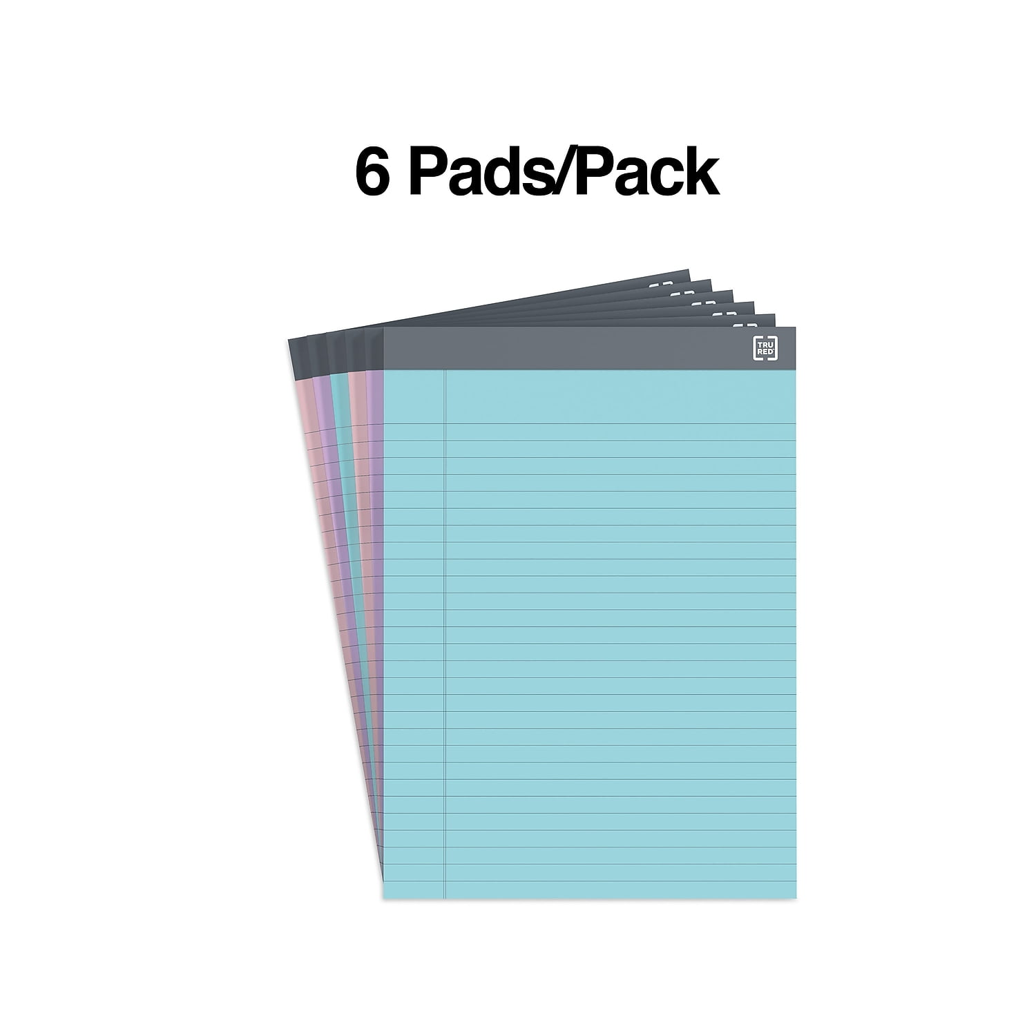 Staples TRU RED Notepads 8.5" x 11.75" Wide Ruled Pastels 50 Sheets/Pad ...