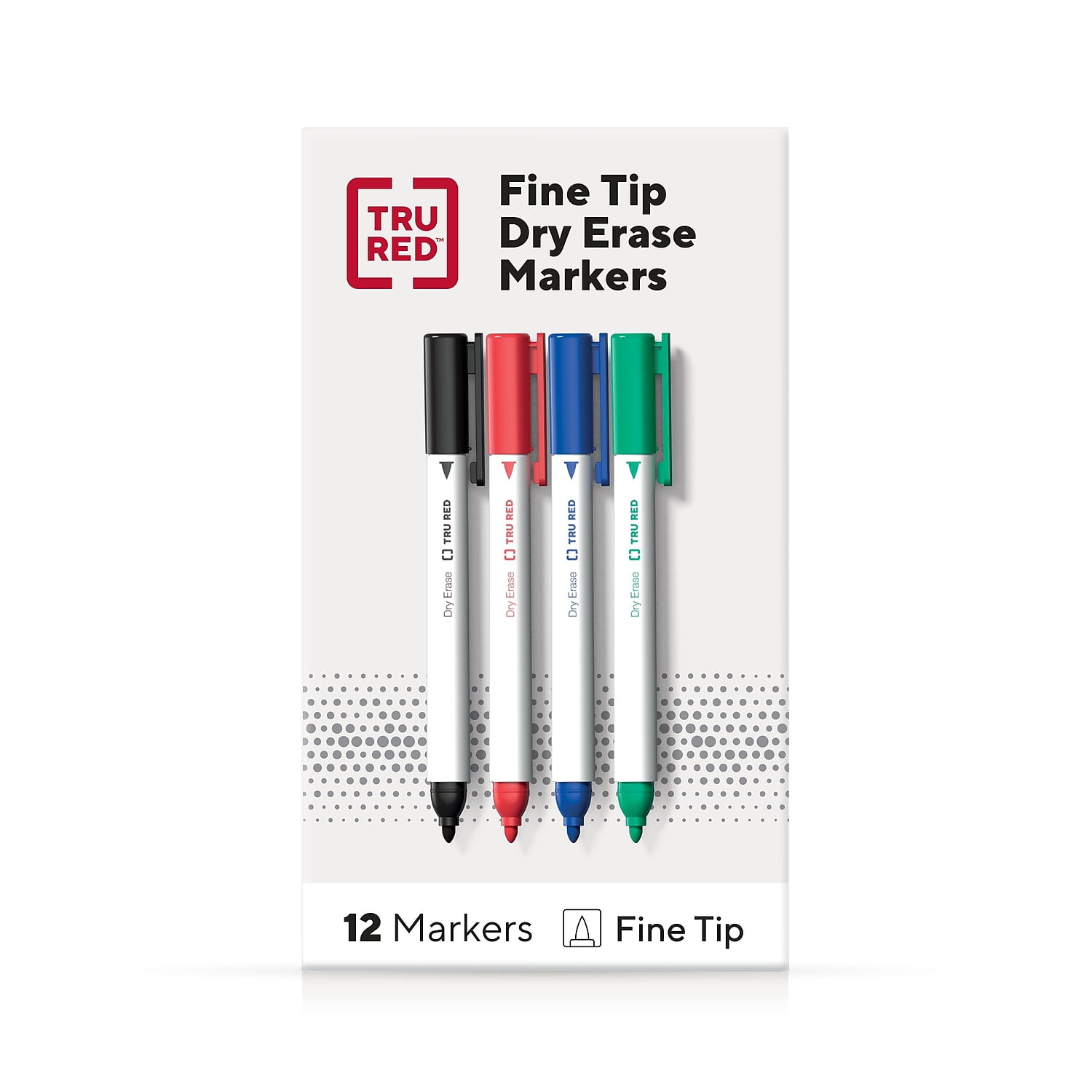 Staples TRU RED Pen Dry Erase Markers Fine Tip Assorted 12/pack ...