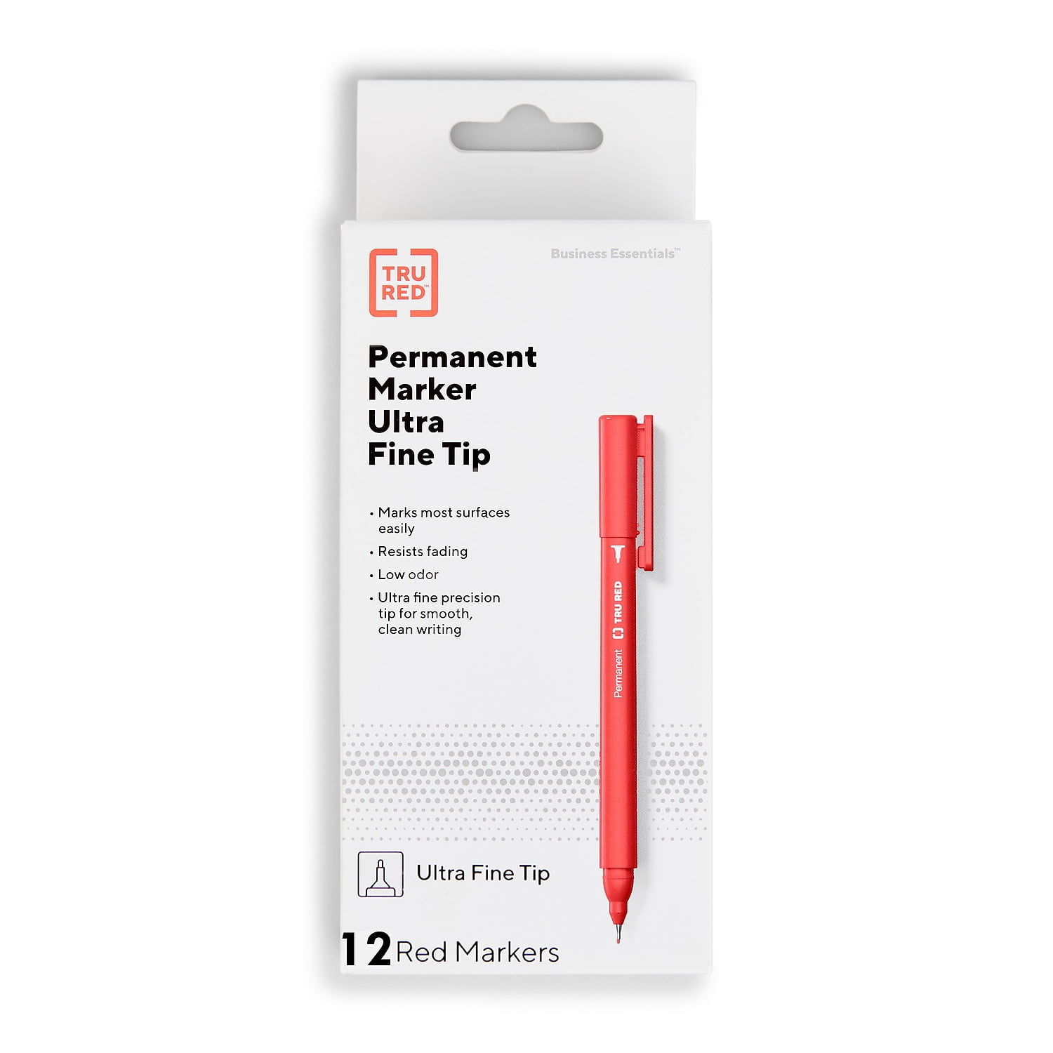 TRU RED Pen Permanent Markers Ultra Fine Tip Red Dozen TR54540 ...