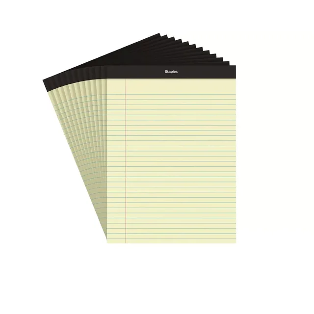 TRU RED Perf. Note Pads Wide/Letter Ruled Yellow 8-1/2" x 11-3/4" 12/PK ...
