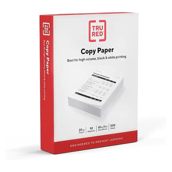 TRU RED Printer Paper 8.5 x 11, 92 Brightness White Copy Paper for High ...