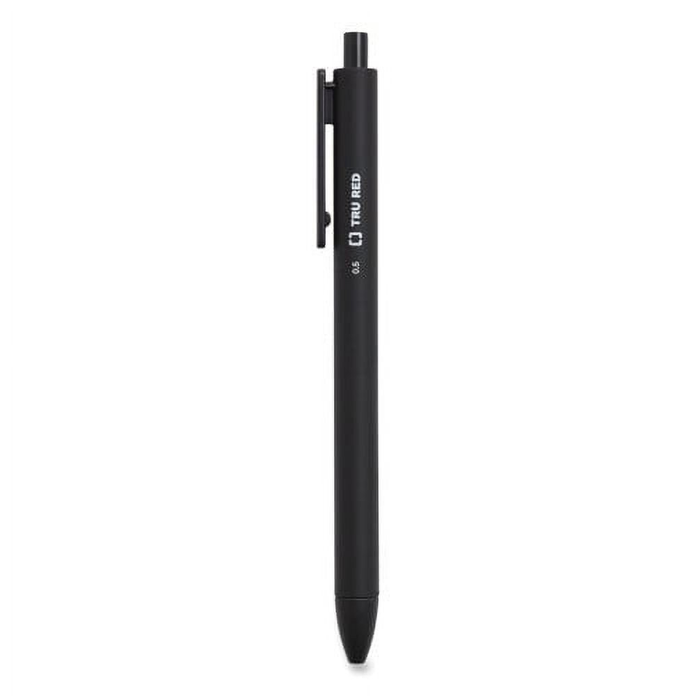TRU RED Quick Dry Gel Pen, Retractable, Fine 0.5 mm, Black Ink, Black ...
