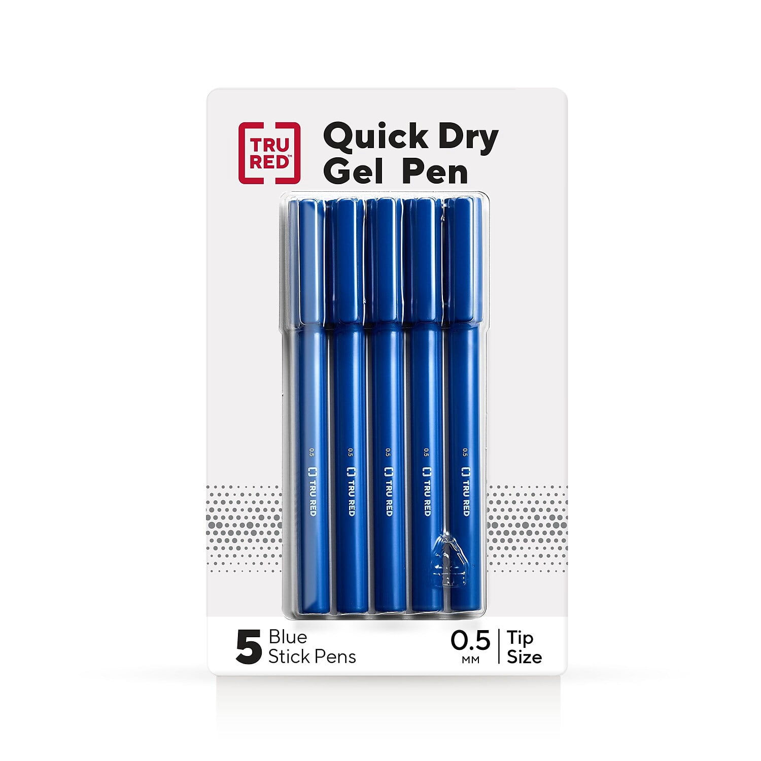 TRU RED Quick Dry Gel Pens Fine Point 0.5mm Blue 5/Pack TR54469 ...