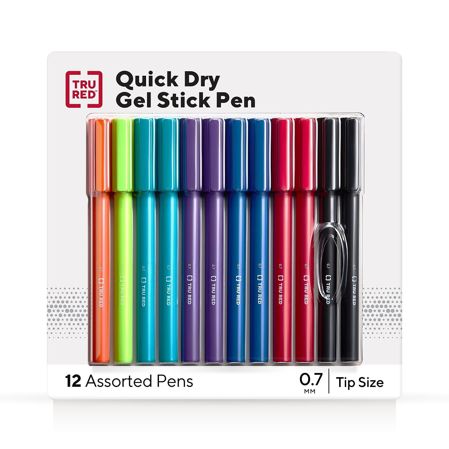 TRU RED Quick Dry Gel Pens Med Point 0.7mm Asst 12/Pack TR54483 ...