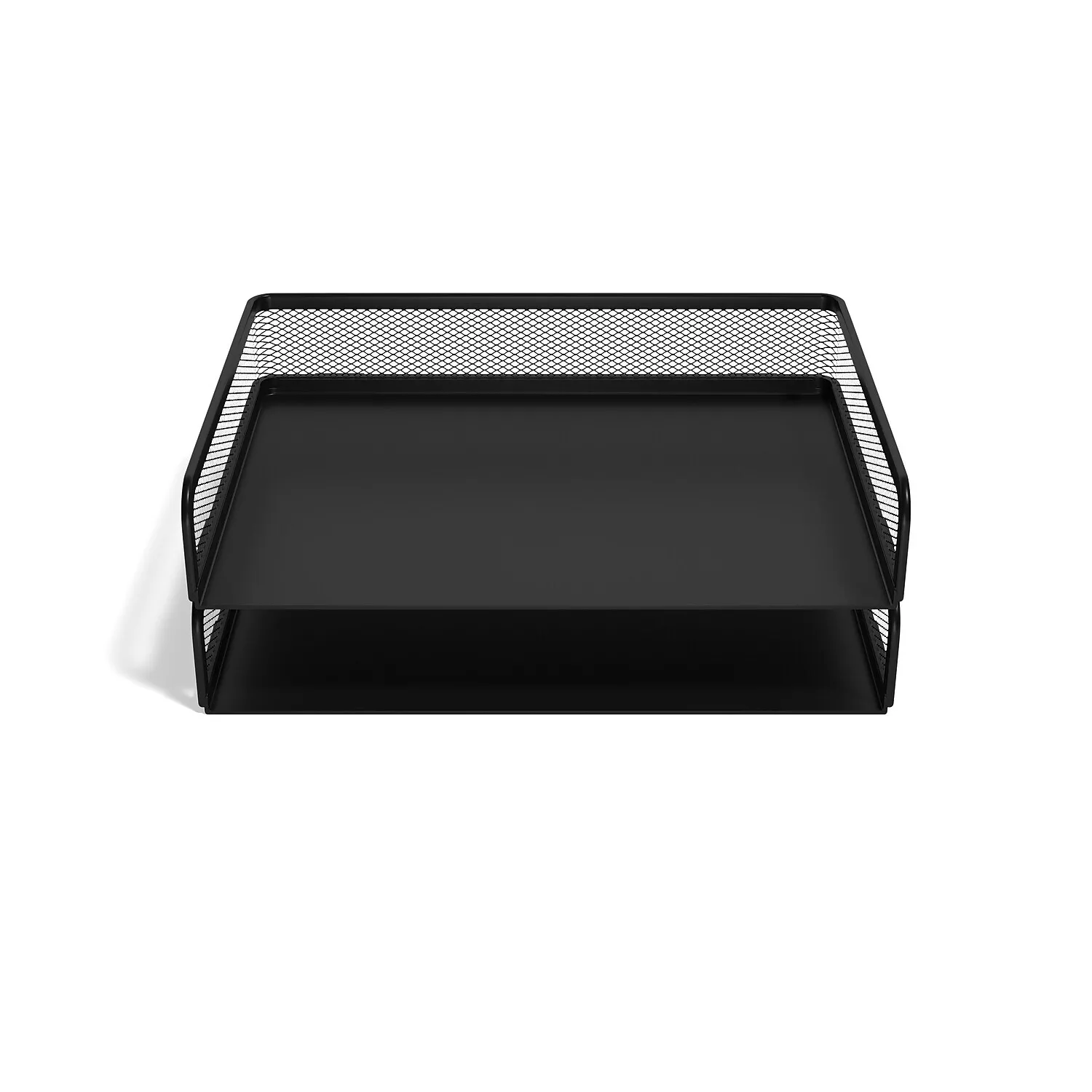 TRU RED Side Load Stackable Metal Letter Tray Matte Black 2/Pack ...