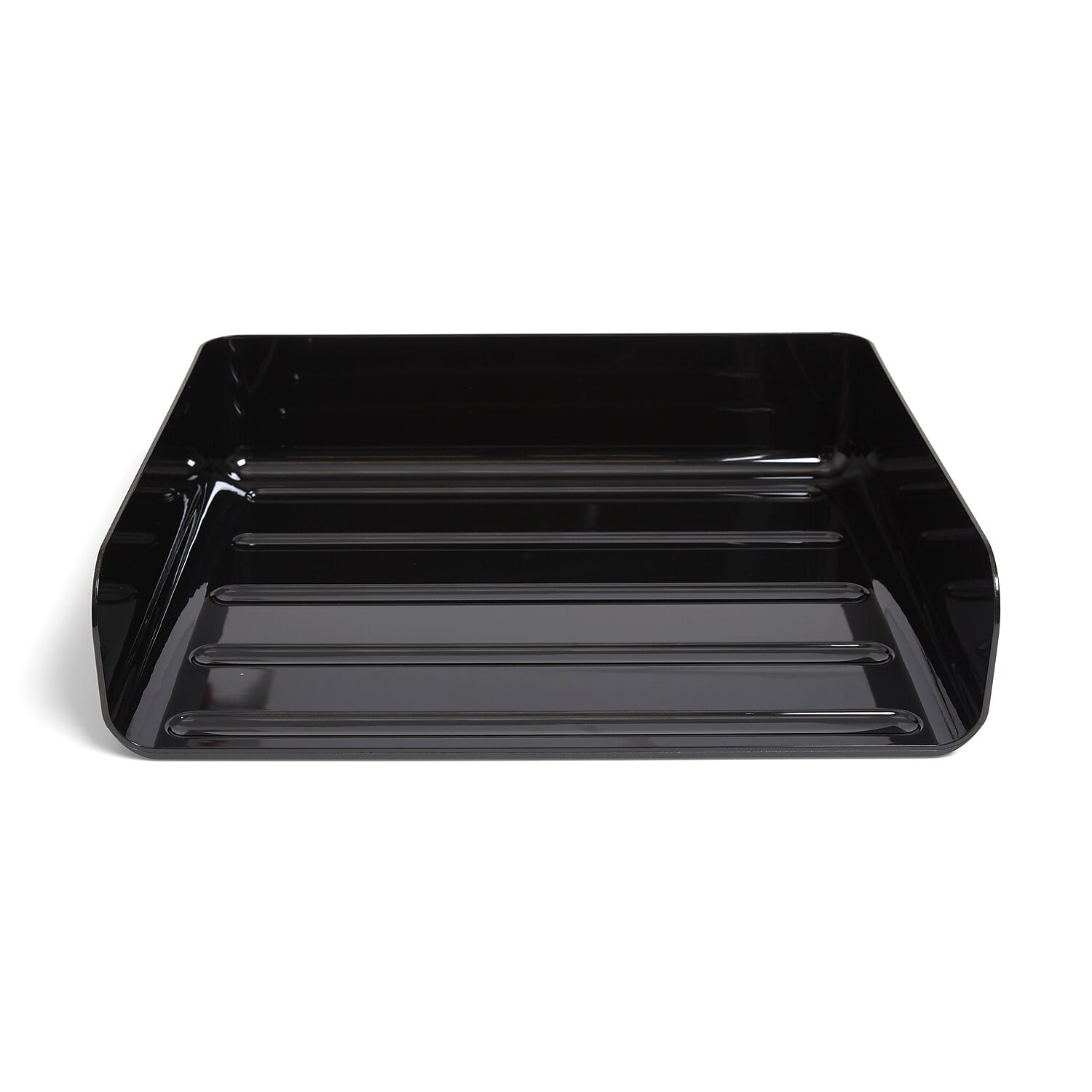TRU RED Side Load Stackable Plastic Letter Tray Black 4/Carton ...