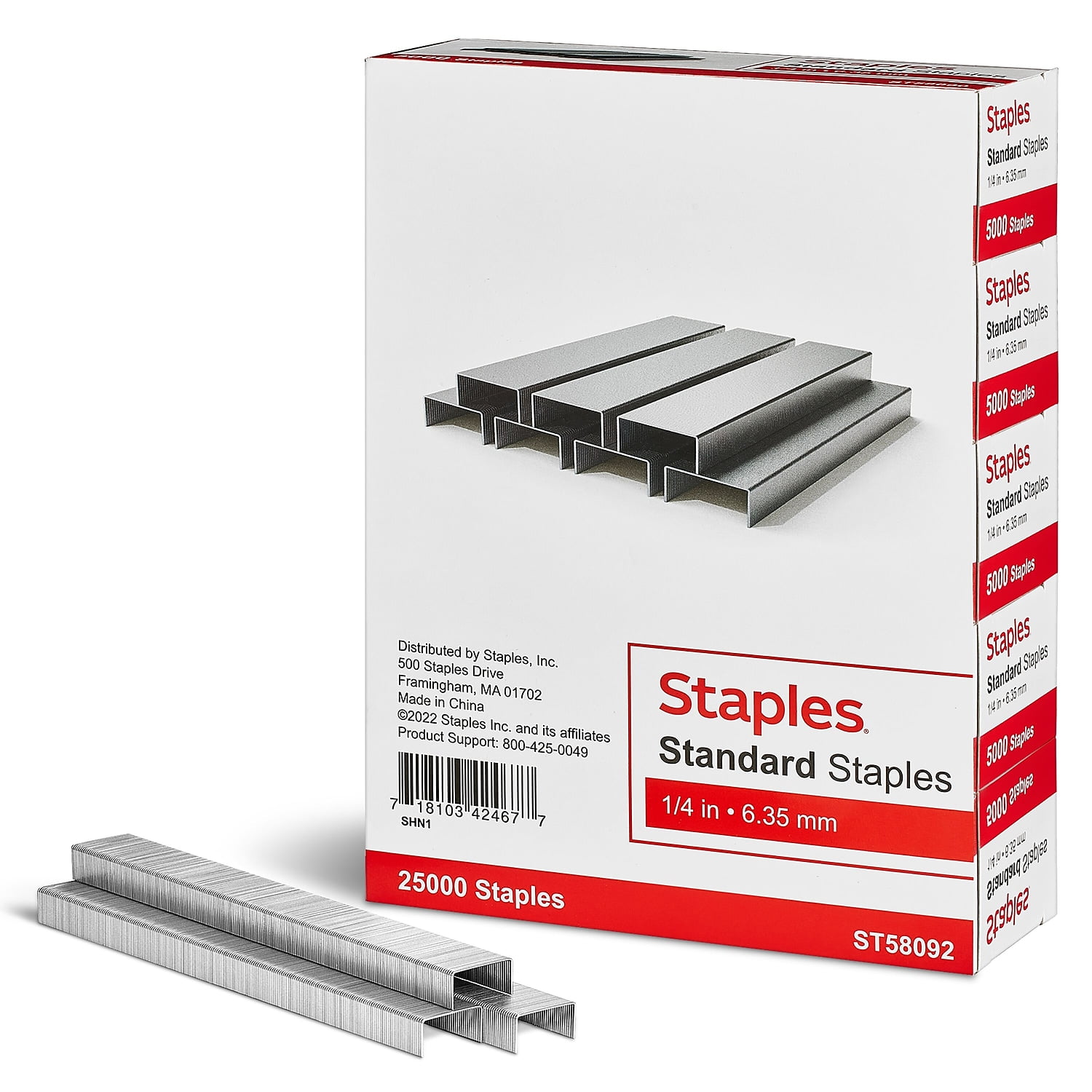 TRU RED Standard Staples 1/4" Leg Length 5000 Staples/Box 5/Pack ...
