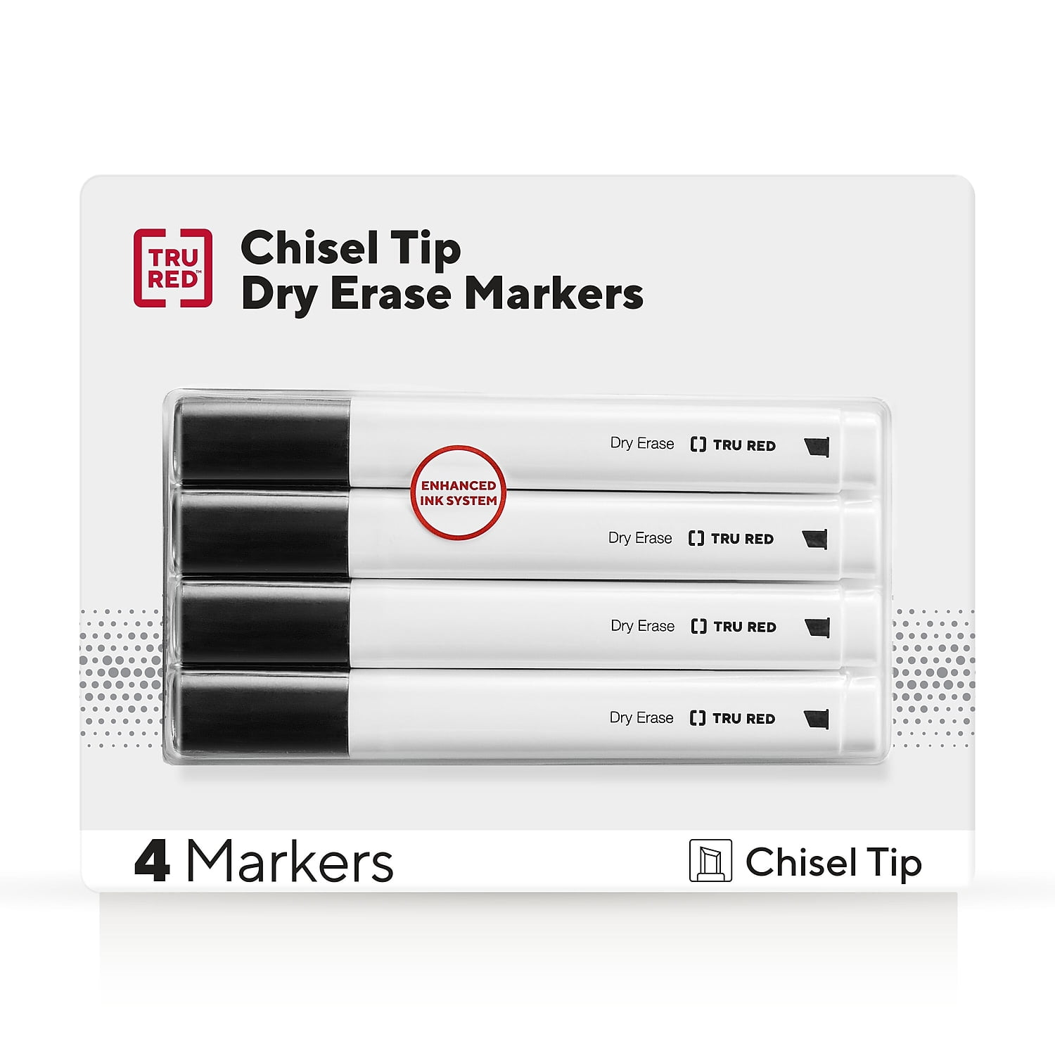 TRU RED Tank Dry Erase Markers Chisel Tip Black 4/Pack (TR54559 ...
