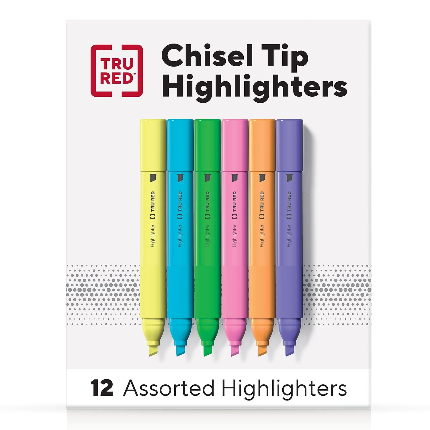 TRU RED Thin Multipack Tank Highlighter with Grip Chisel Tip, Assorted ...