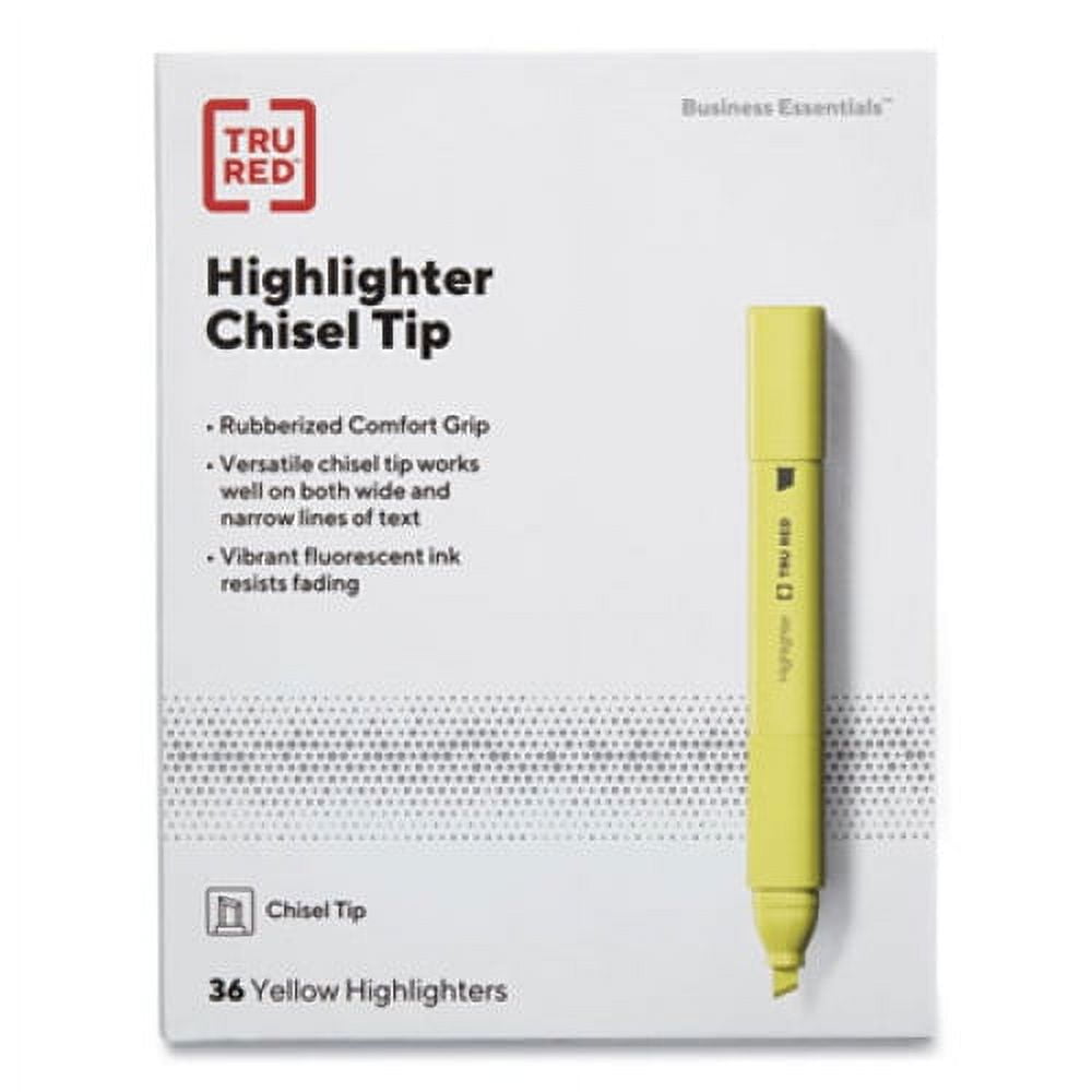 TRU RED Tank Style Chisel Tip Highlighter, Yellow Ink, Chisel Tip ...