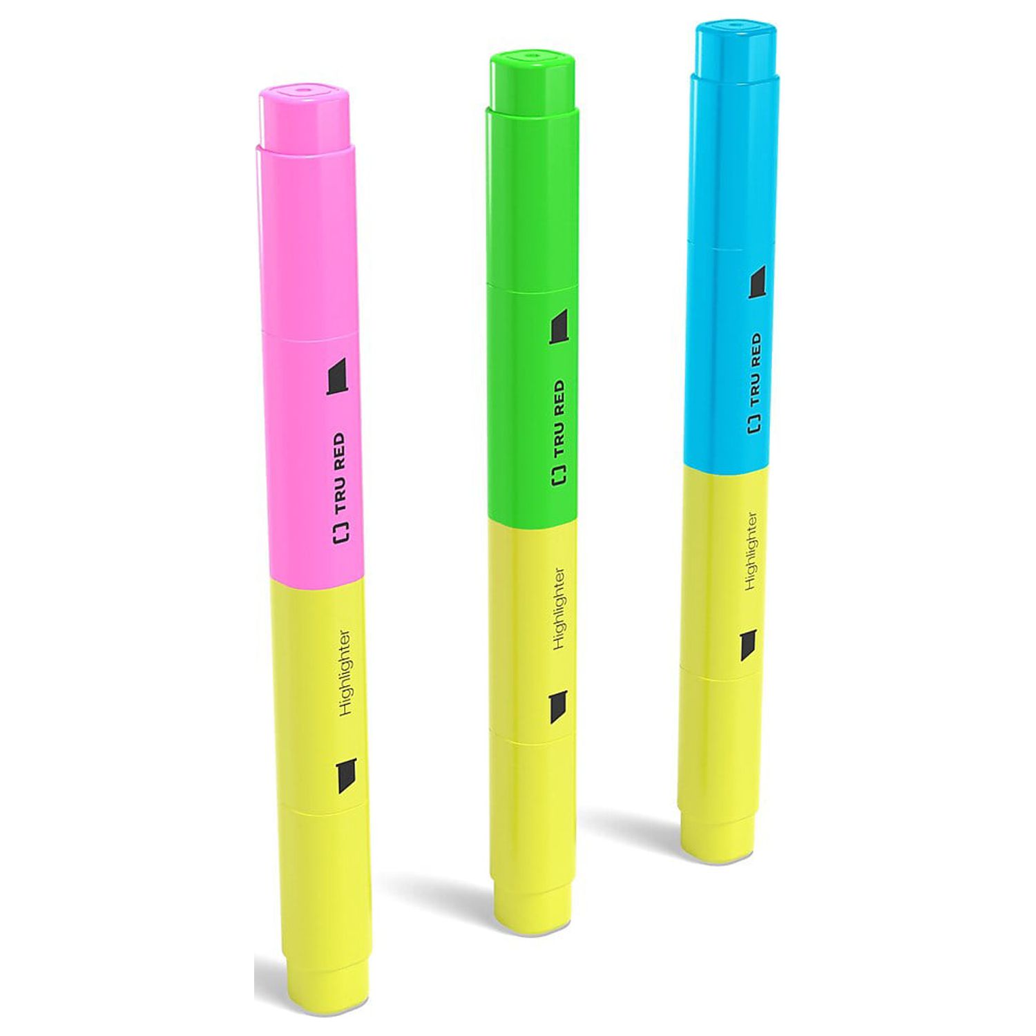 TRU RED Twin Tip Highlighters Chisel Tip Assorted Colors 9/Carton ...
