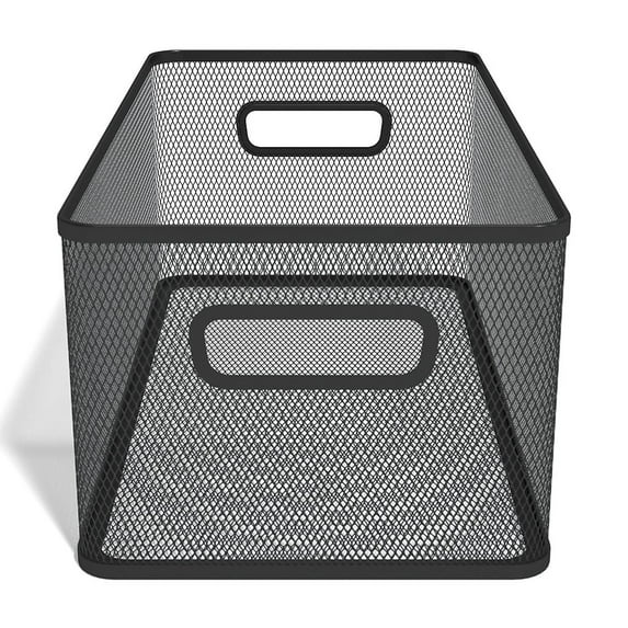 WorkLife Brands TRU RED Matte Black Mesh Storage Box with Handles, 15 ...