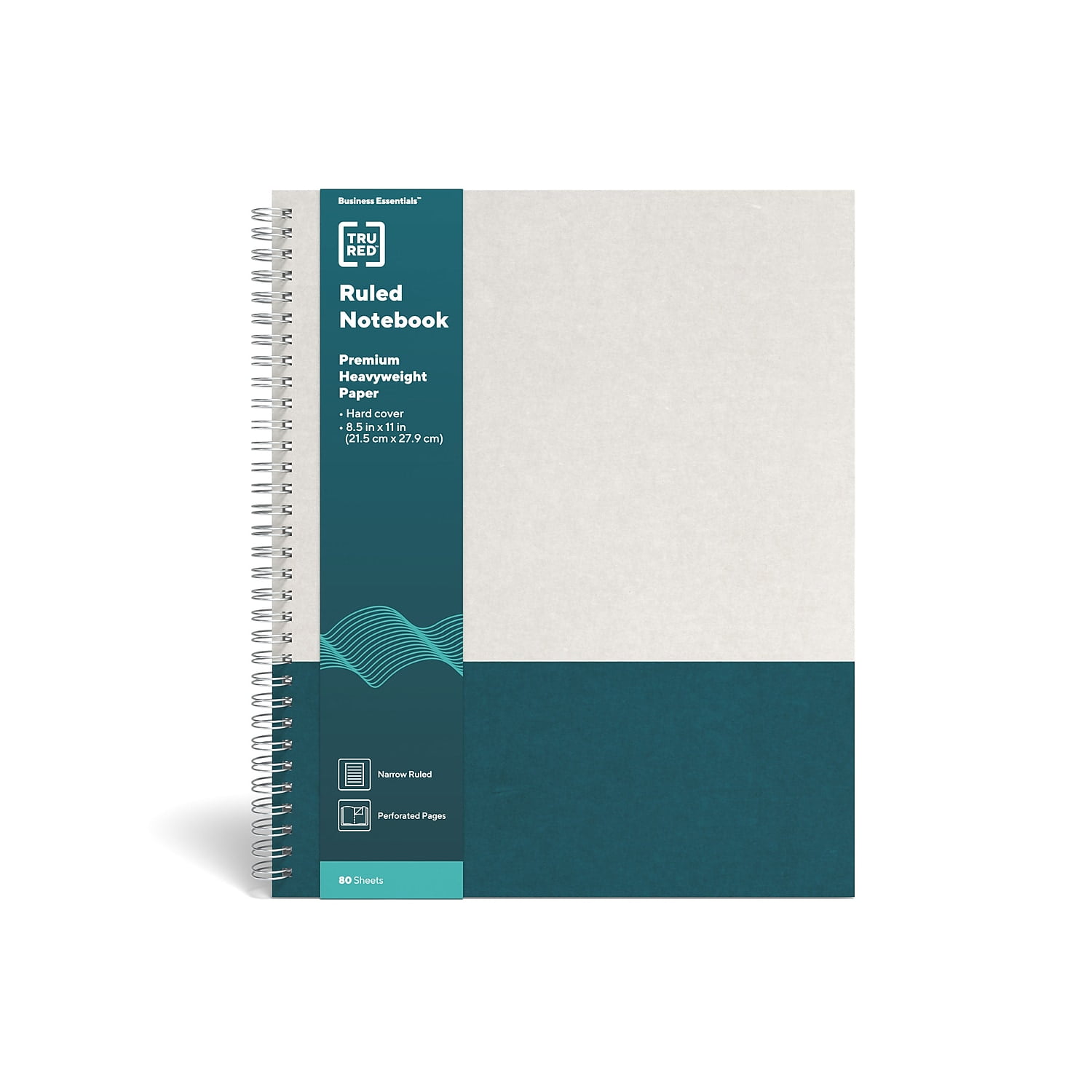 Staples TRU RED Large Hard Cover Ruled Notebook Gray/Teal TR55738 ...