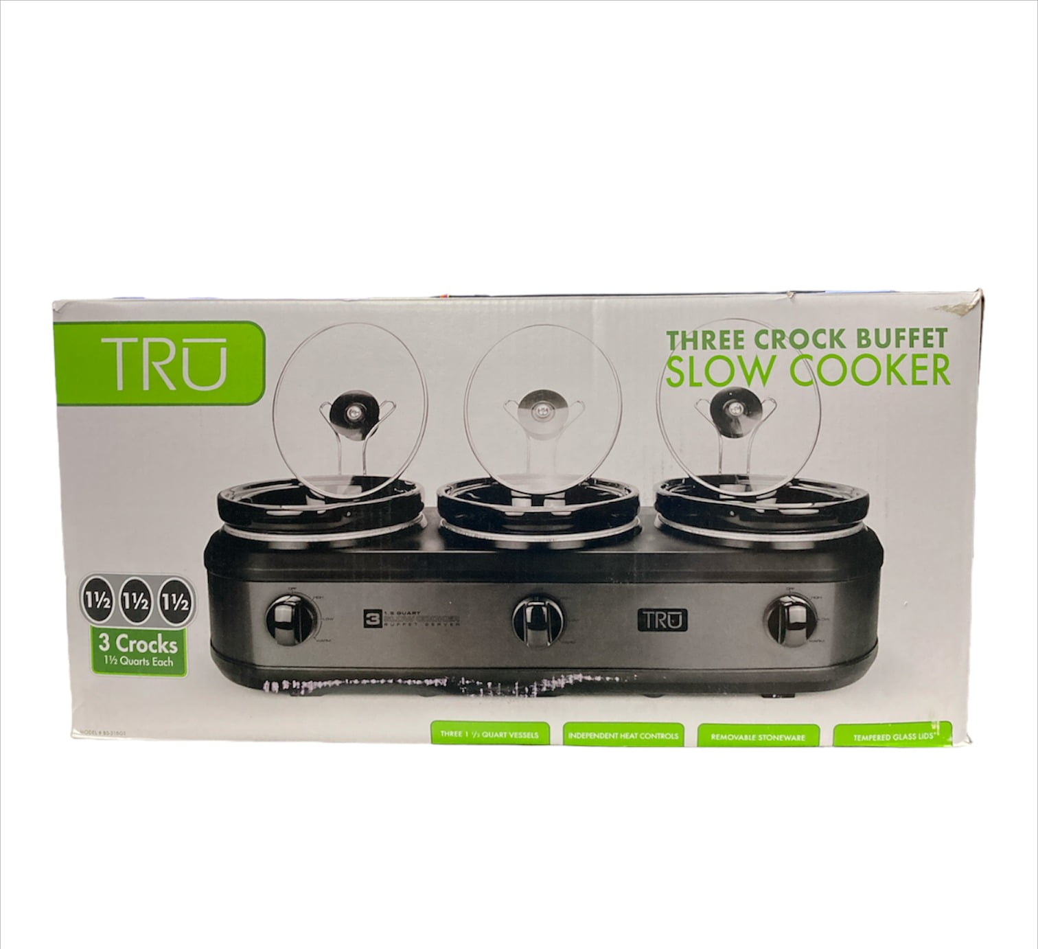 TRU Three 1.5 Quart Crock Buffet Slow Cooker, Black - Walmart.com