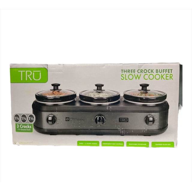 TRU Three 1.5 Quart Crock Buffet Slow Cooker, Black - Walmart.com