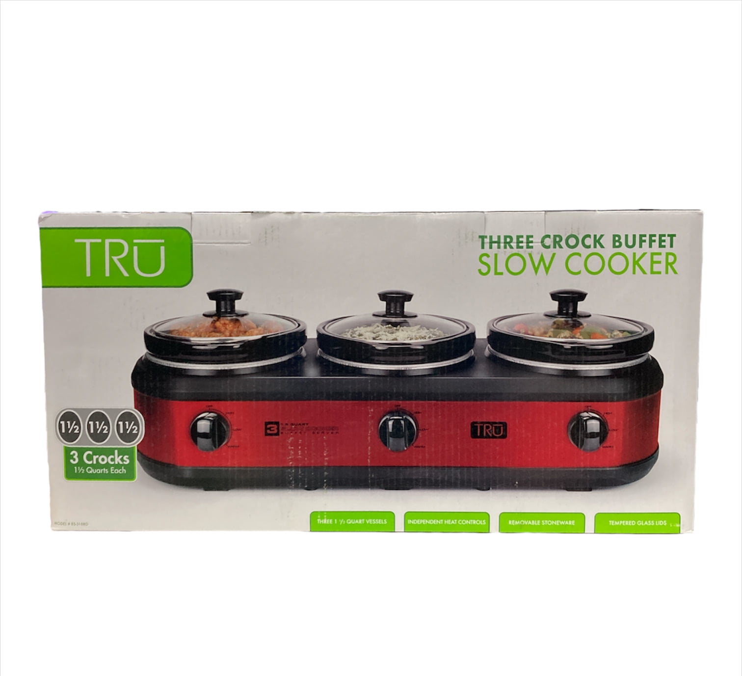 TRU Three 1.5 Quart Crock Buffett Slow Cooker, Red - Walmart.com