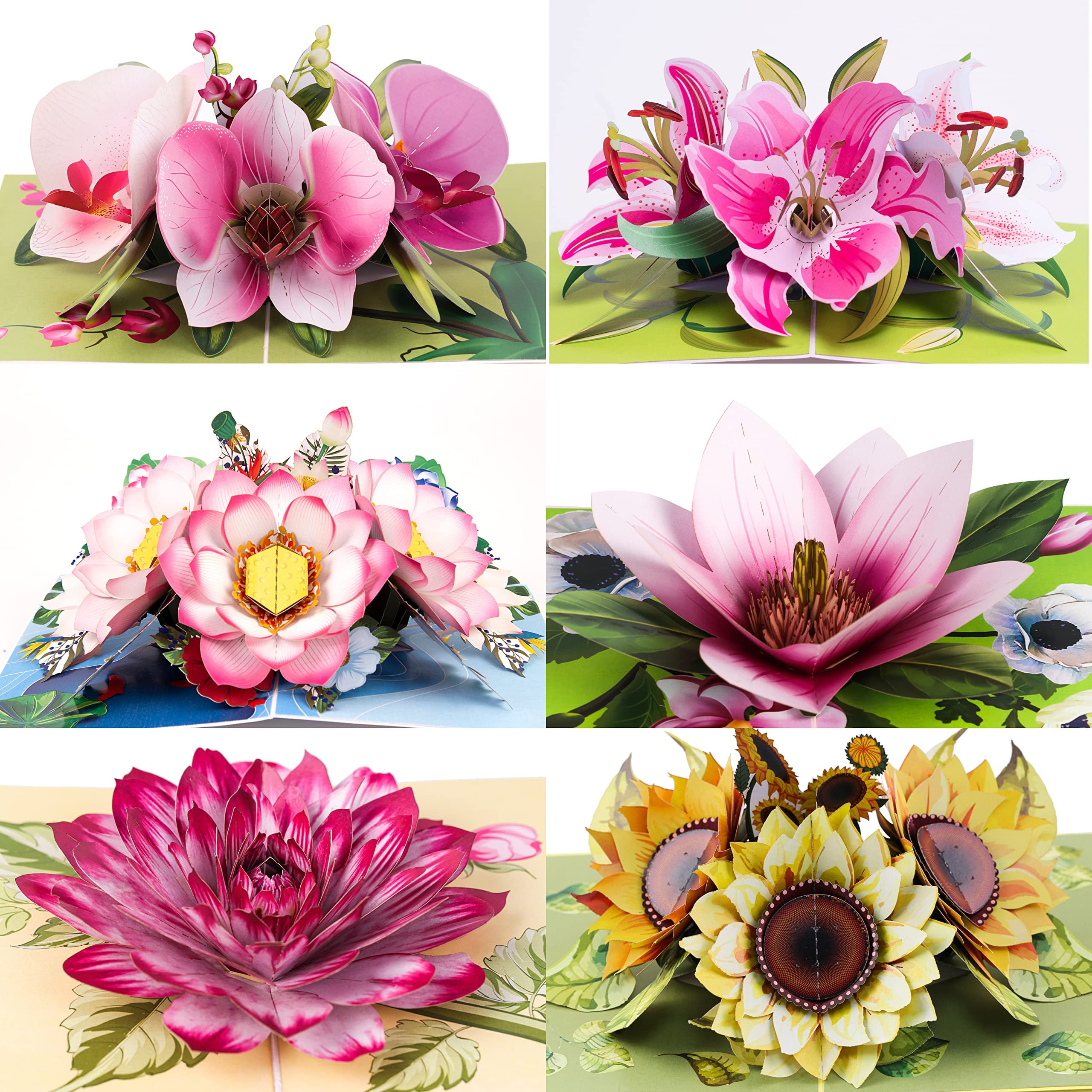 TRUANCE Pop Up Greeting Cards Assortment, 6 Cards, Flower Card ...