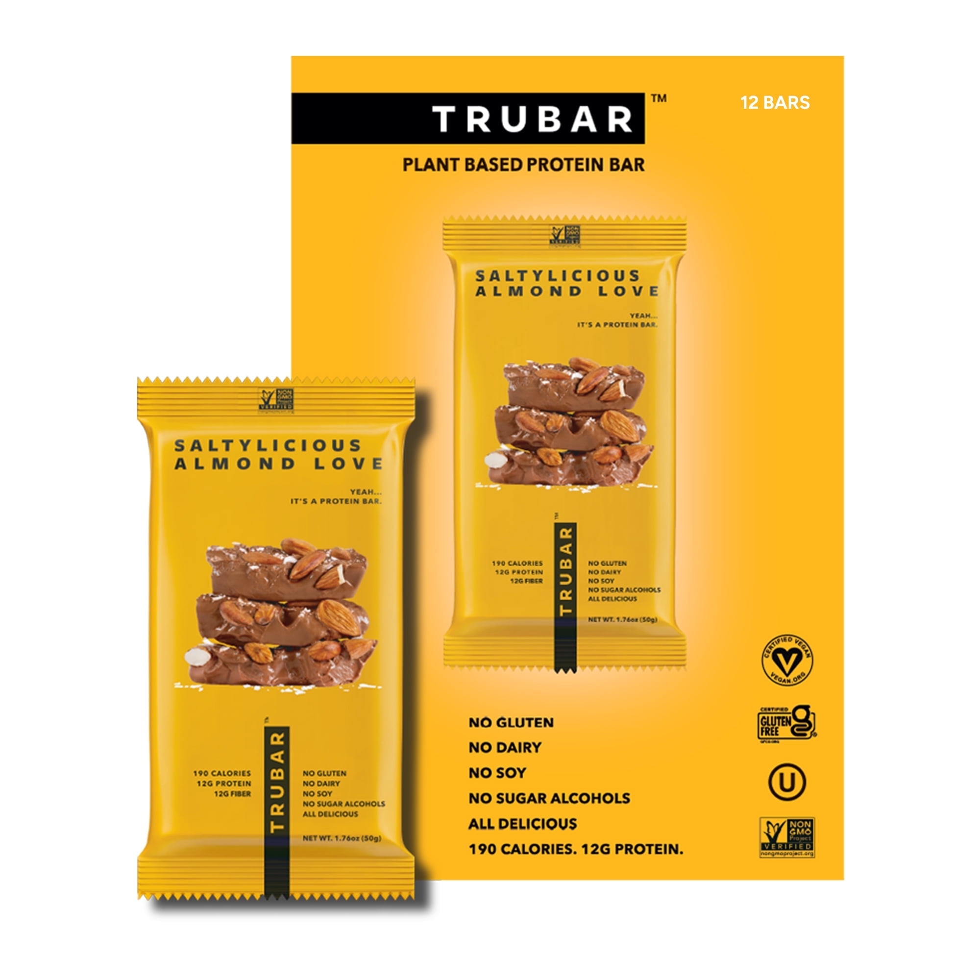 TRUBAR Protein Bar, Saltylicious Almond Love, Plant Based Protein ...