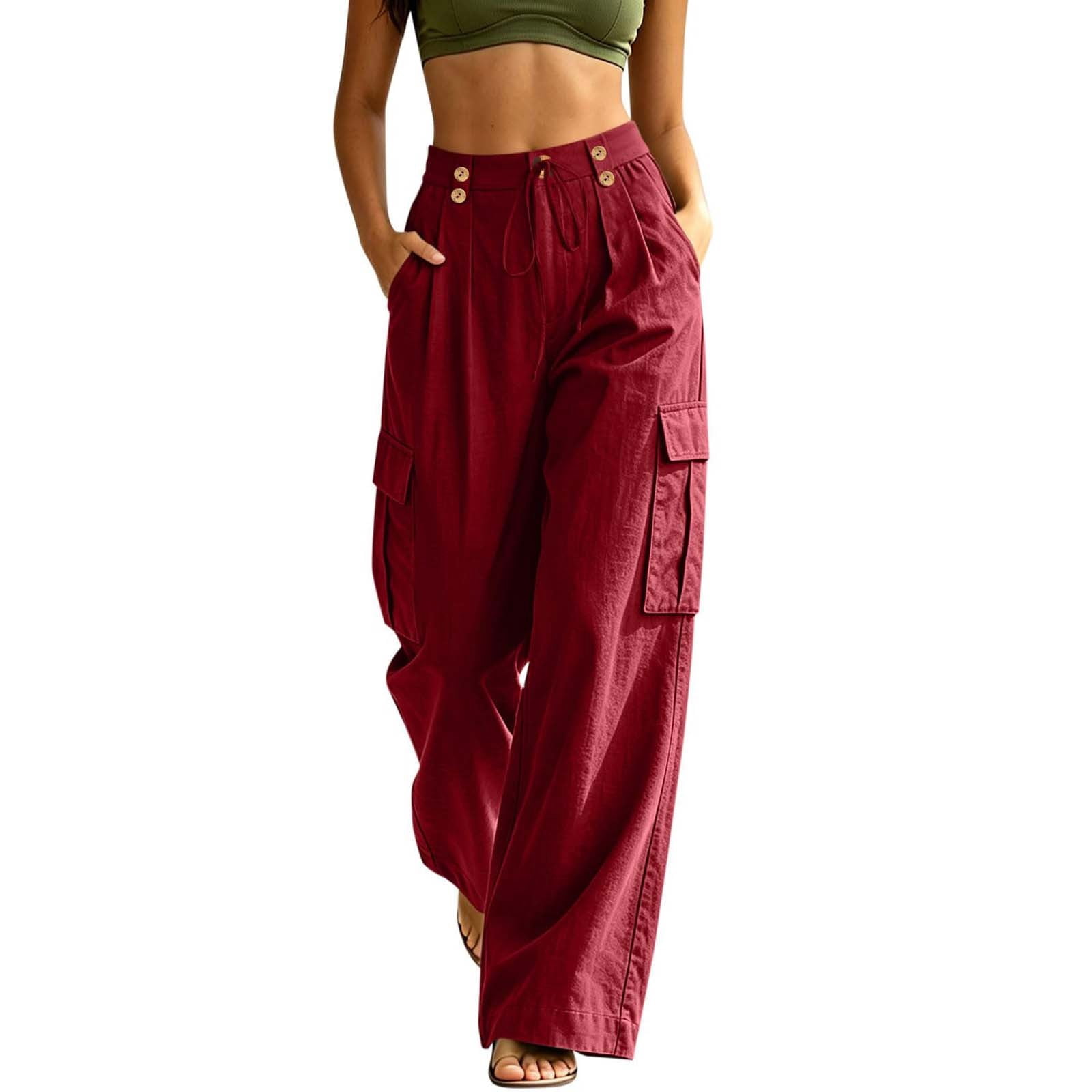 TRUBKH Women's Suit Pants Sweatpants High Waist Adjustable Beach ...