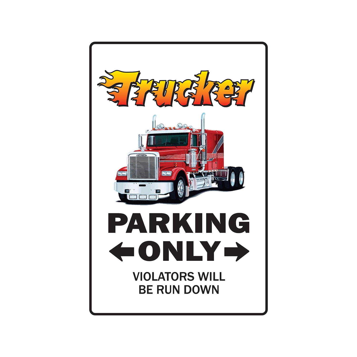 TRUCKER Aluminum Sign parking street semi truck driver 18 lorry dump ...