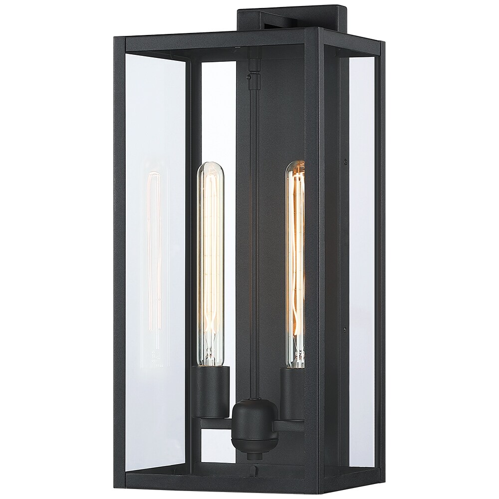 TRUE FINE 2-Light Modern Black Outdoor Wall Sconce Lantern - 20.5in H ...
