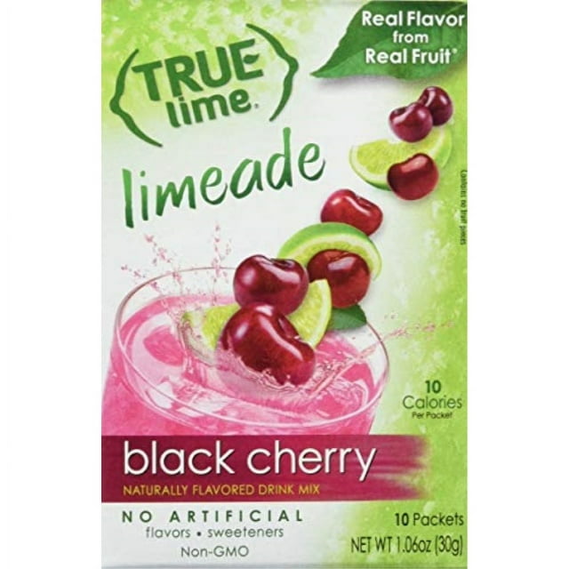 TRUE LIME Black Cherry Limeade Drink Mix, Water Enhancer Packets, 10 ...