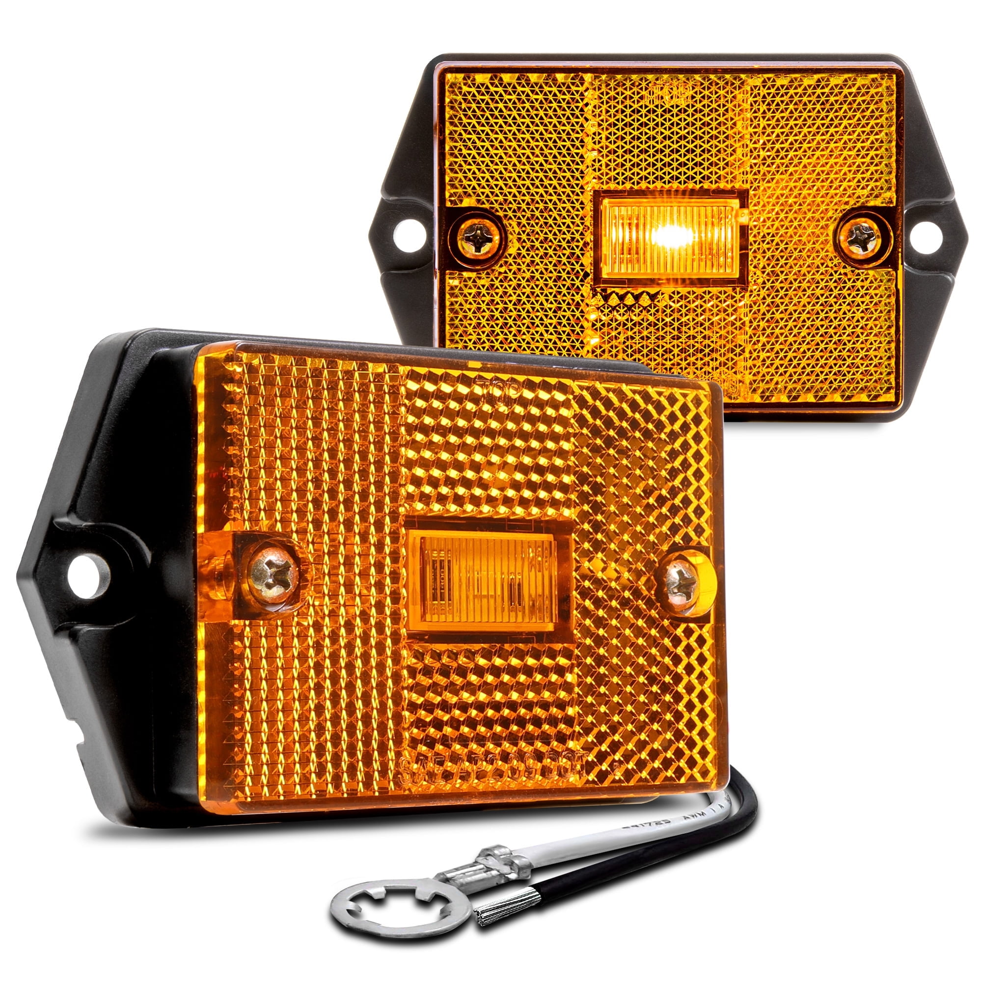 TRUE MODS 2pc 2x3 3x2 Inch Amber LED Surface Mount Side Marker Light ...
